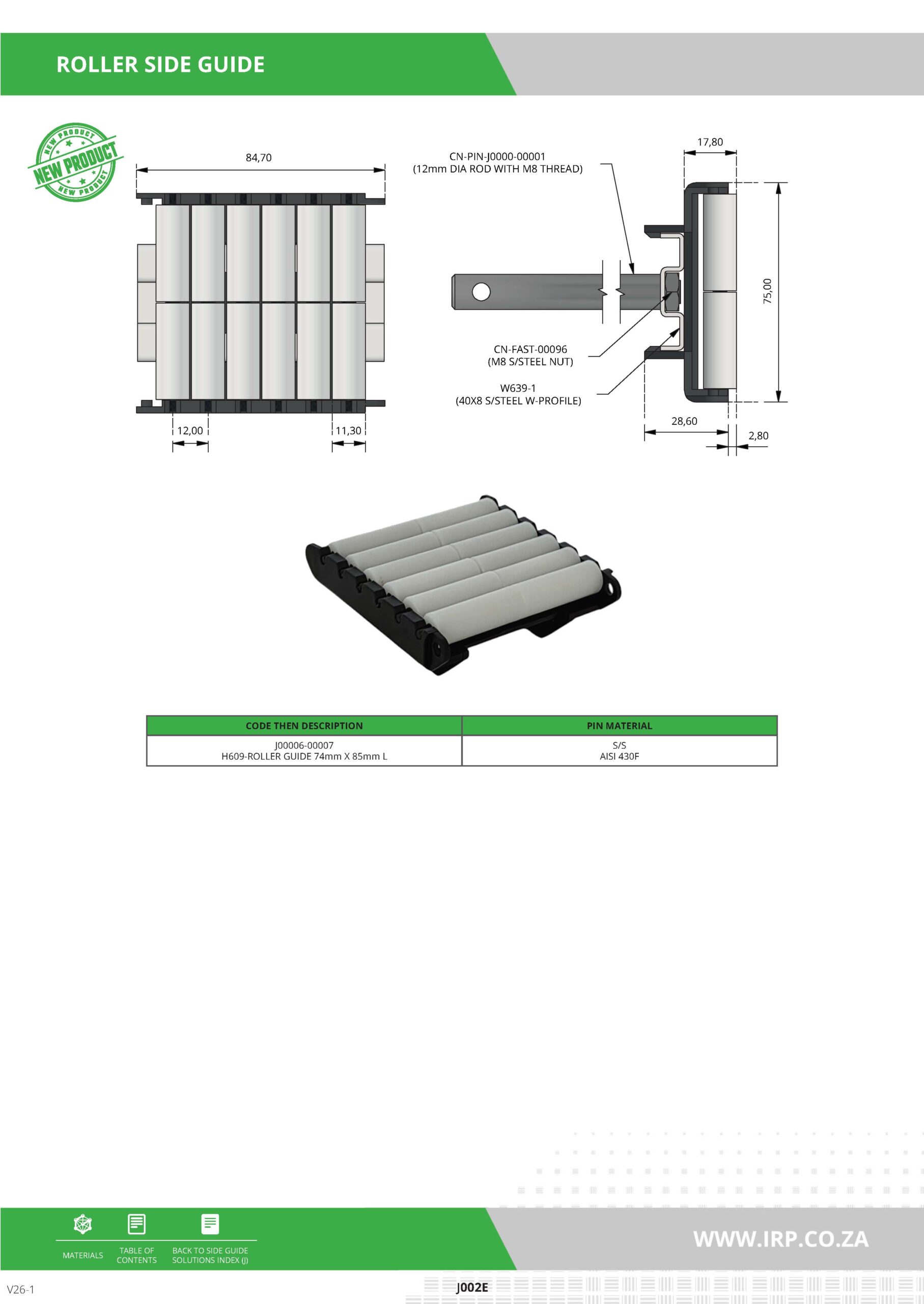 J00006-00007 Roller Side Guide - IRP Engineering Plastics